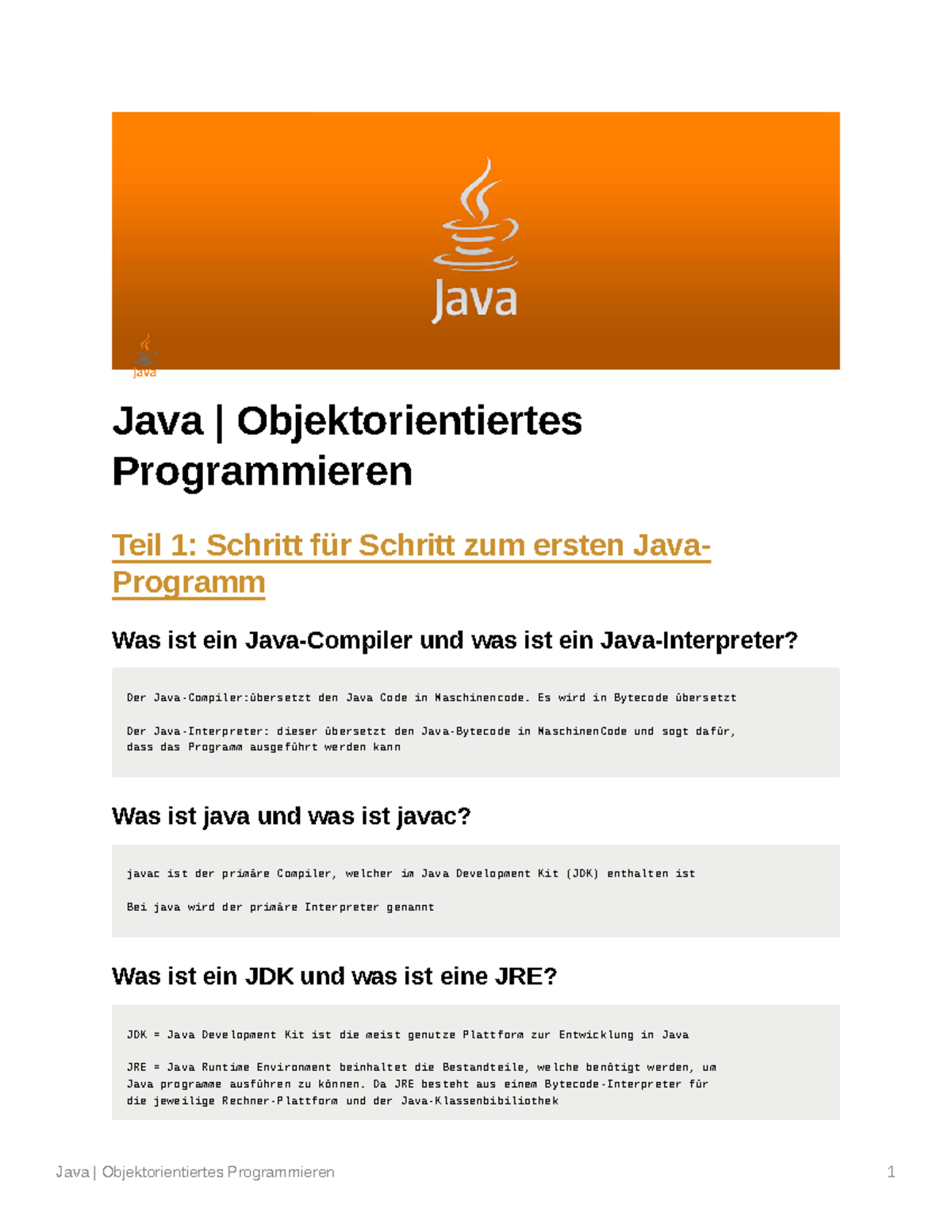 Objekt Orientierung Lernzettel - Java | Objektorientiertes ...