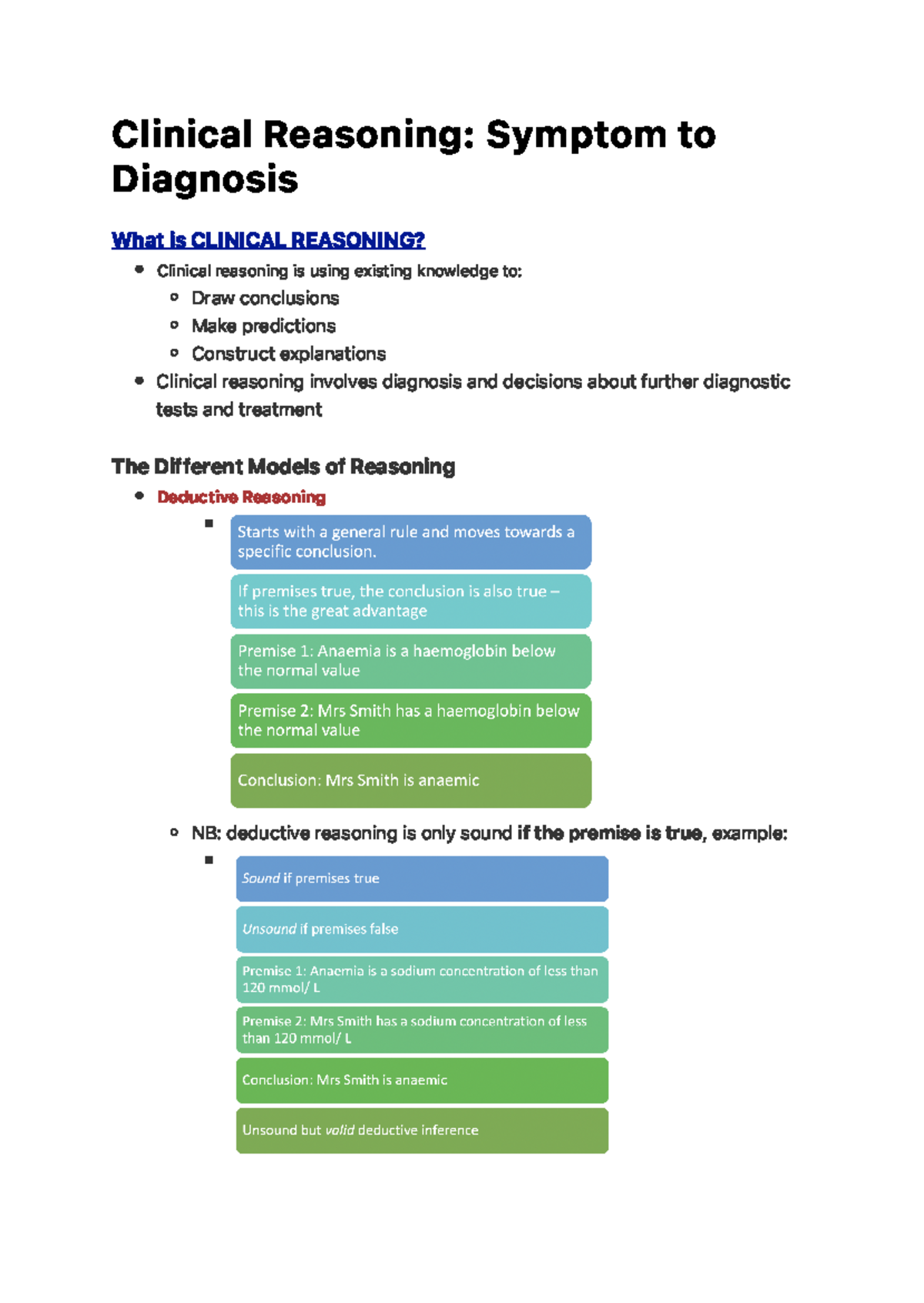 Clinical Reasoning - C l i n i c a l Re a s o n i n g : S y m p to m to ...