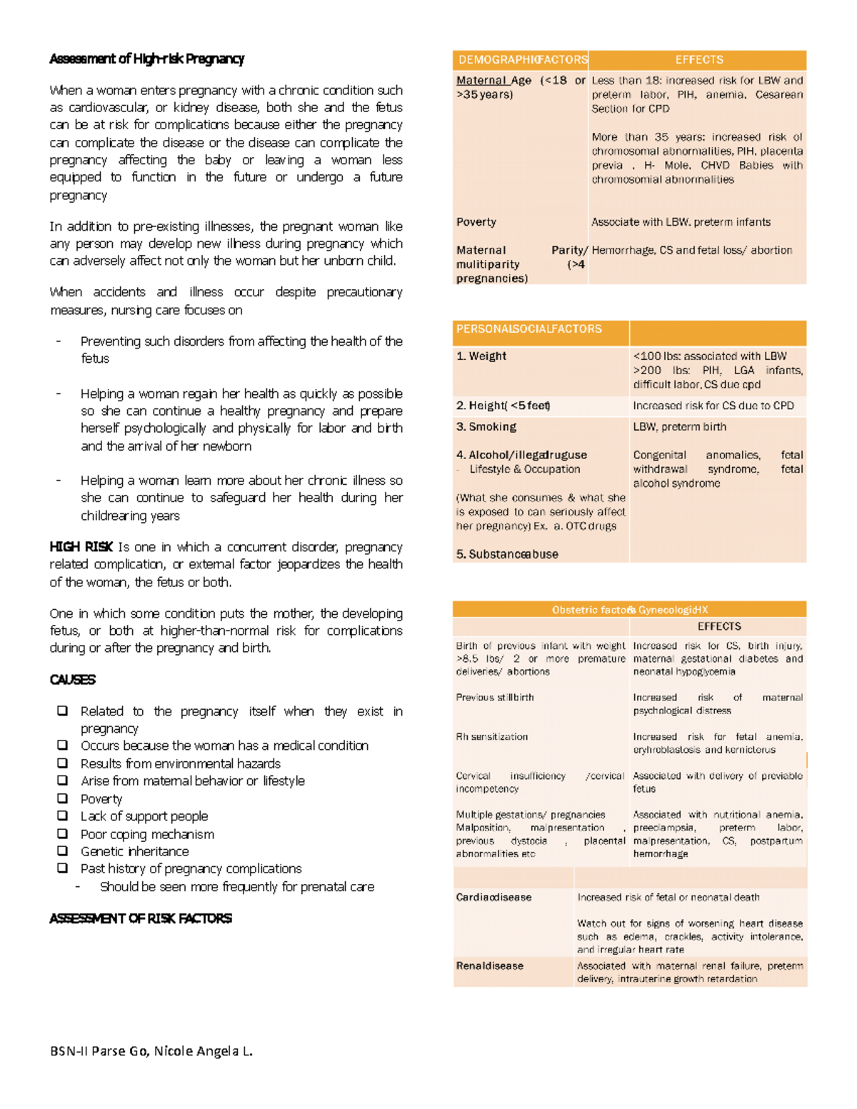 Assessment of High-Risk Client Lecture Notes - Assessment of High-risk ...