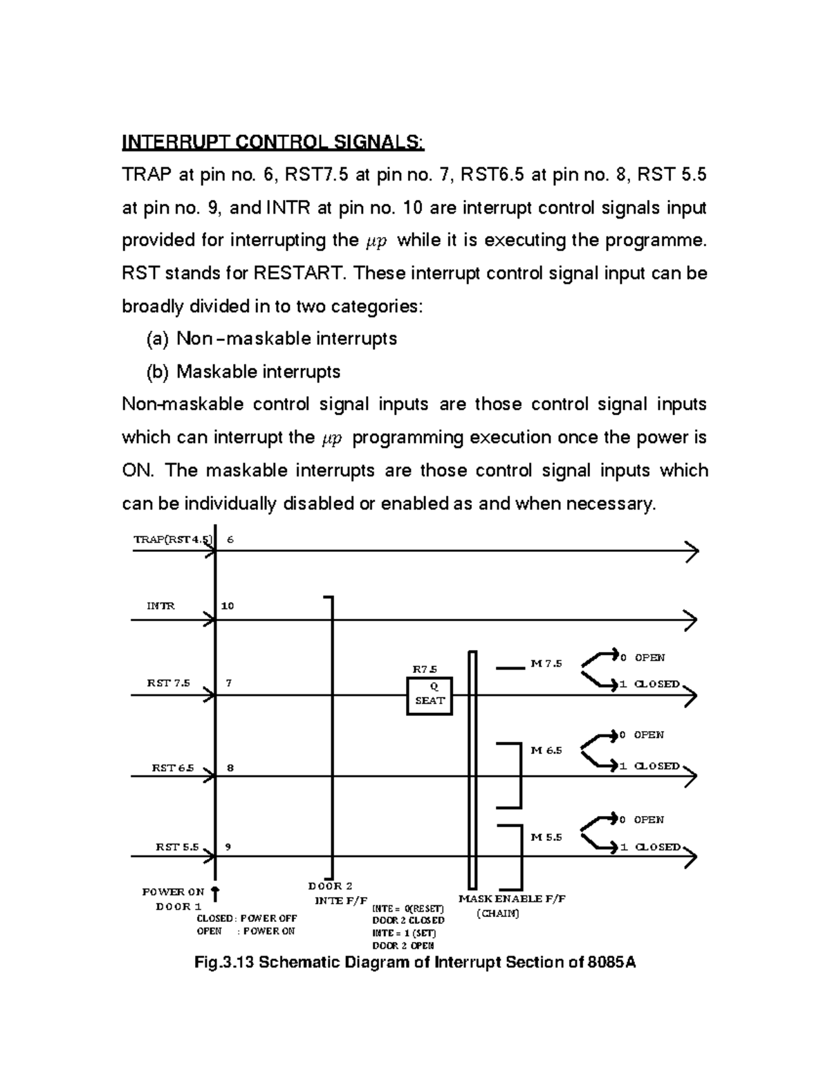 Computer architecture - TRAP(RST 4) 6 INTR 10 RST 7 R7 M 7 1 CLOSED 0 OPEN M 6 0 OPEN RST 6 1 ...