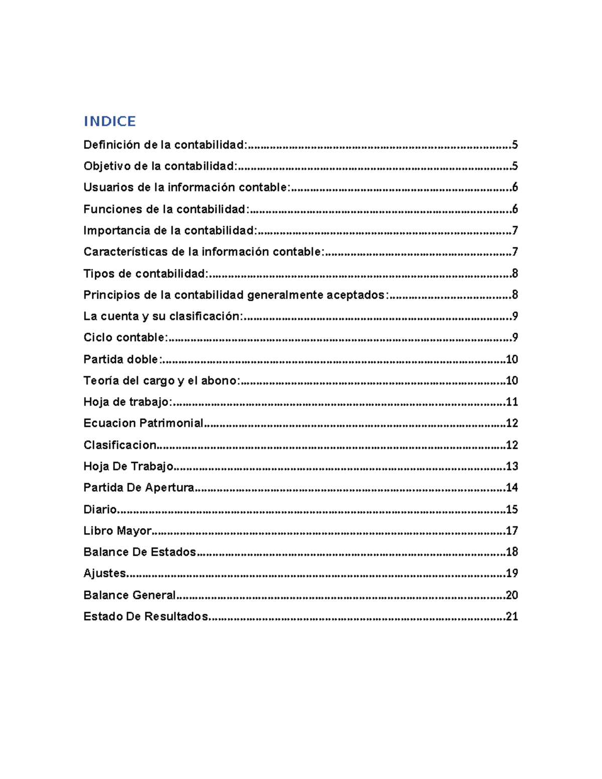 Definiciones conta - INDICE Definición de la - Studocu