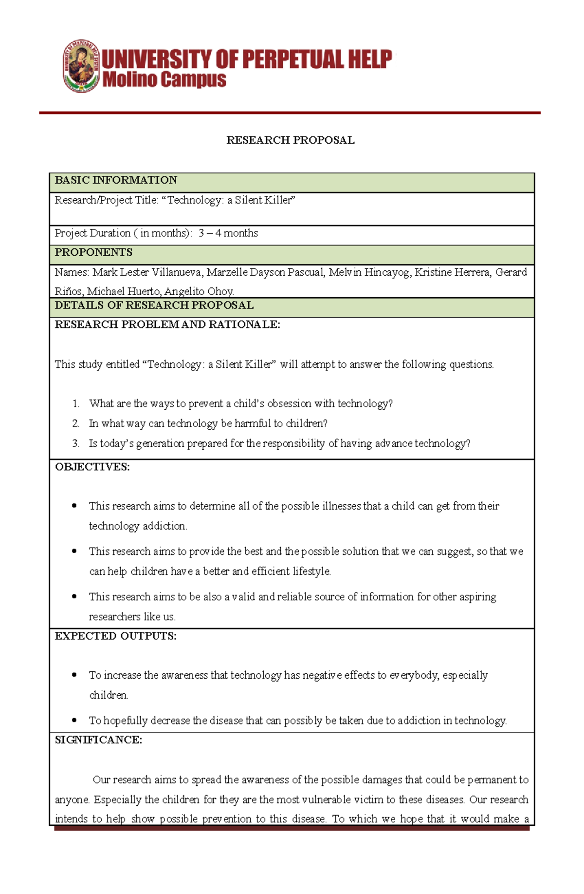 Research Draft - RESEARCH PROPOSAL BASIC INFORMATION Research/Project ...