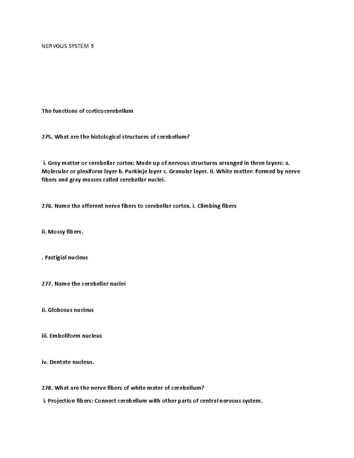 Nervous System 9 - Questions note for easy studying - NERVOUS SYSTEM 9 ...