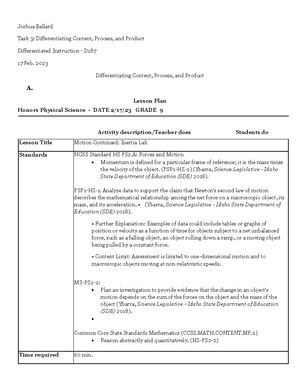 D187 Task 1 - Passed - D18 7 Task 1: Examining the Differentiated ...