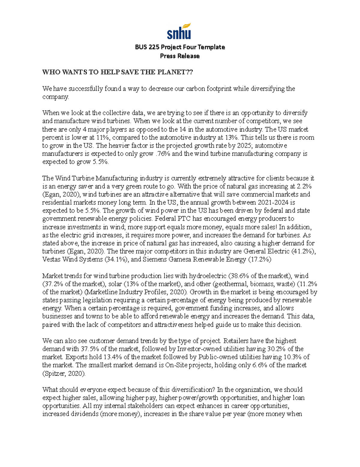 BUS 225 Project Four - BUS 225 Project Four Template Press Release WHO ...