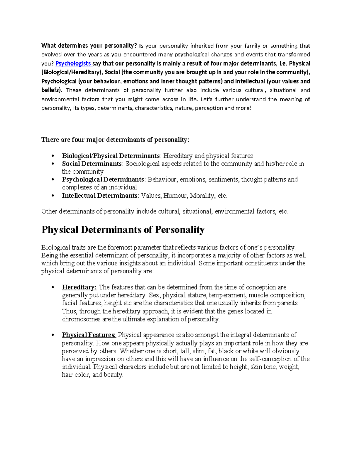 Personality - information - What determines your personality? Is your ...