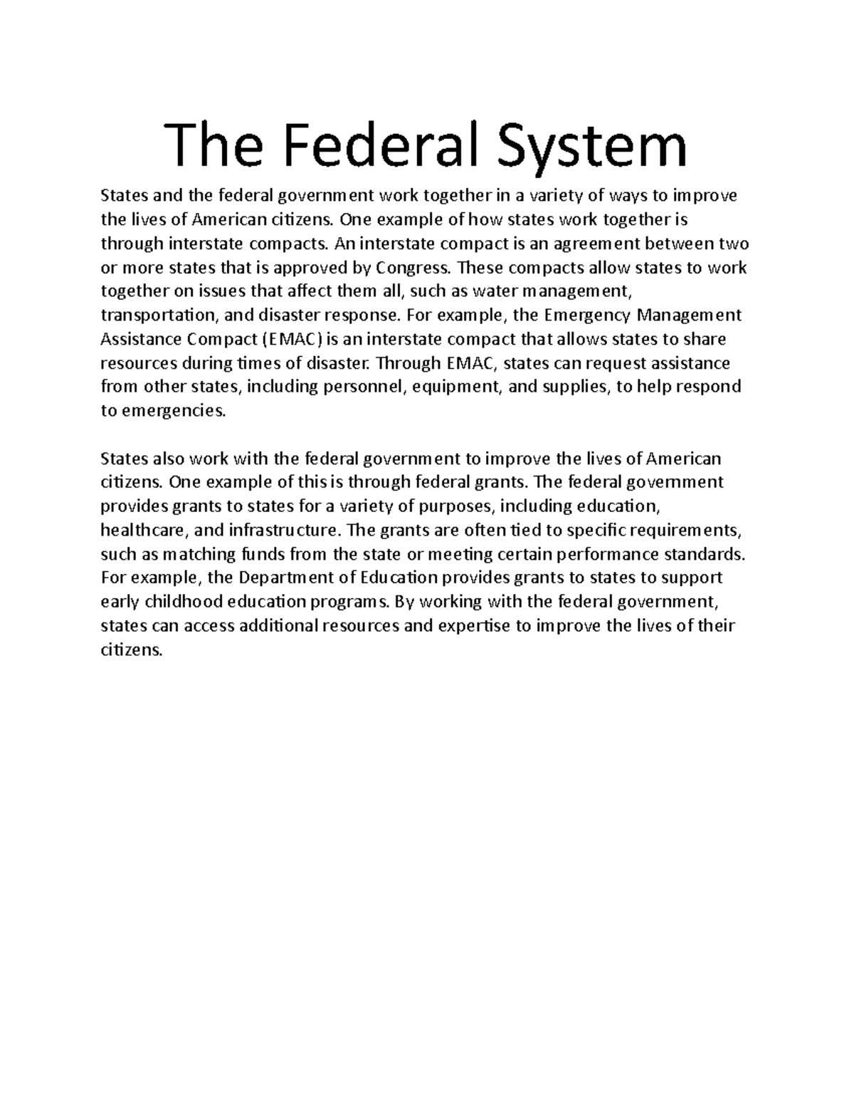 The Federal System - The Federal System States and the federal ...