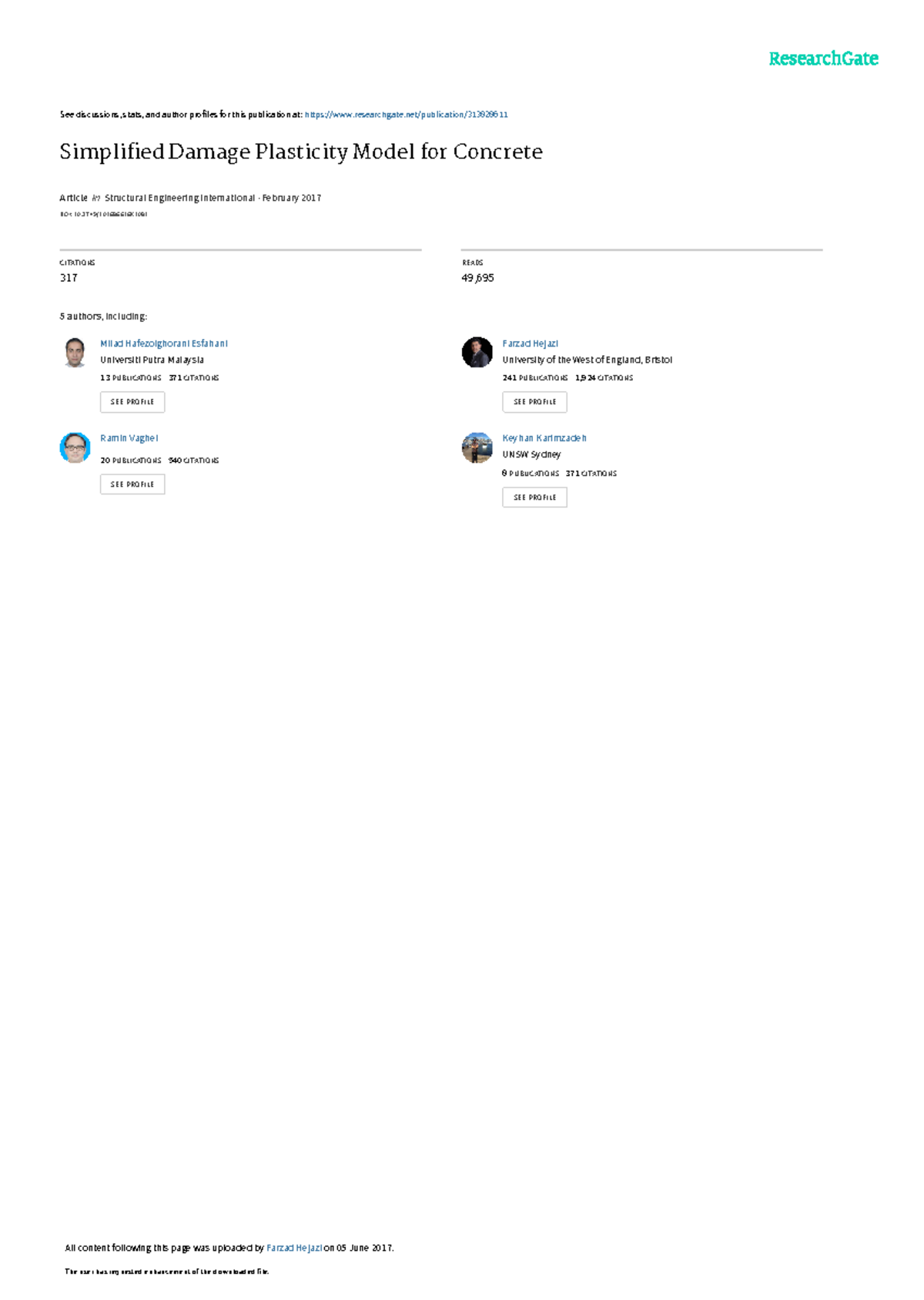 Simplified Damage Plasticity Modelfor Concrete-Structural Engineering International - See - Studocu