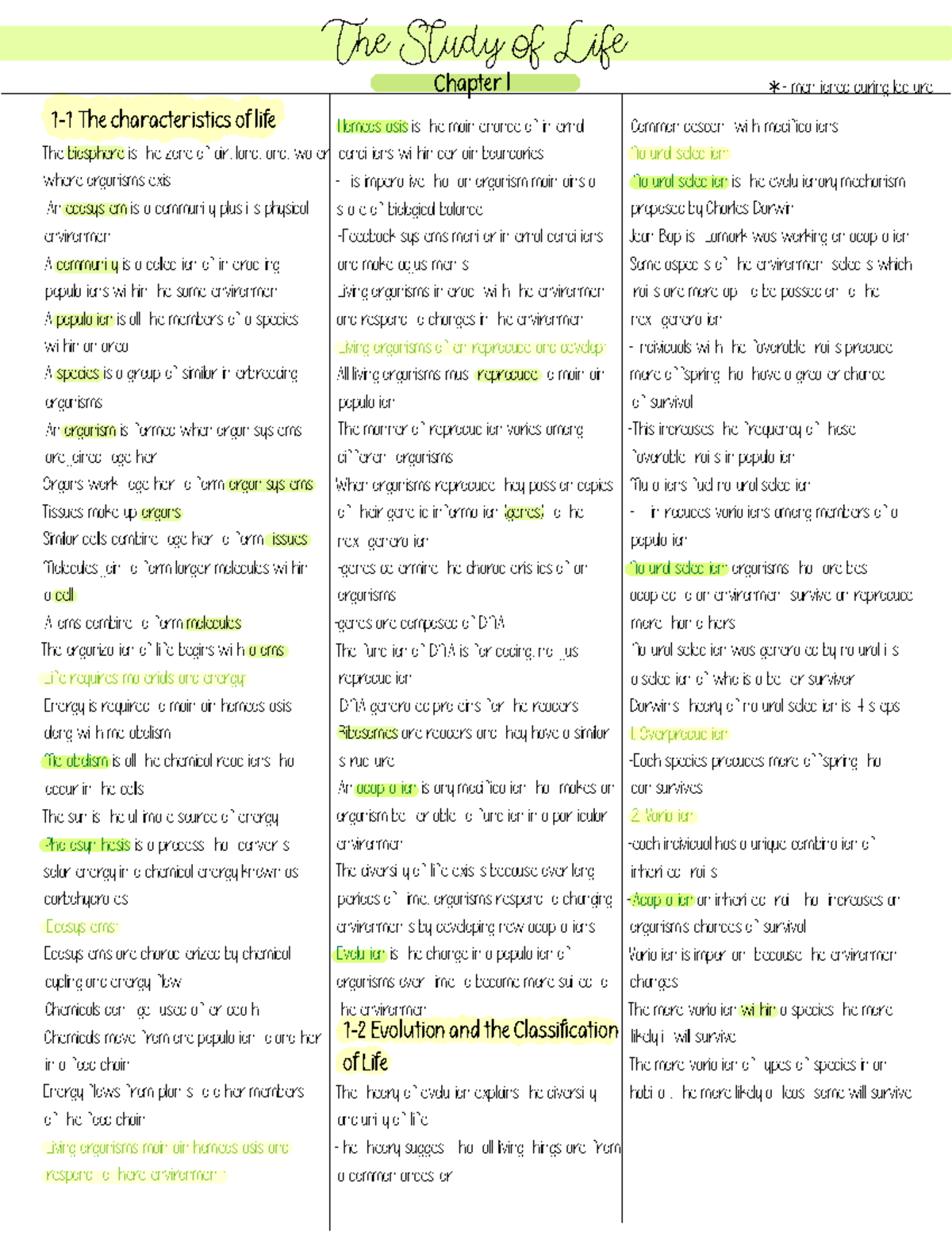 Biol-110 Principles Of Biology 1 - The Study of Life Chapter l 1 - 1 ...