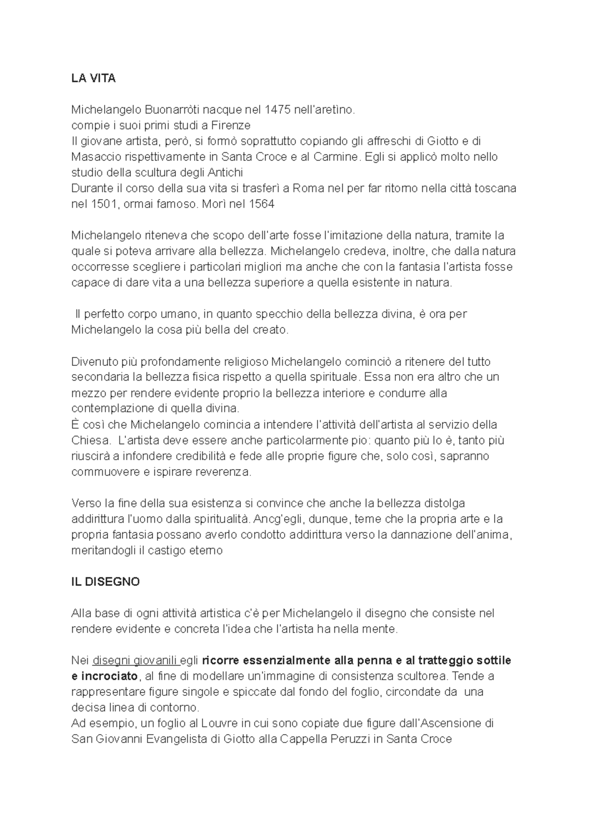 Michelangelo Buonarroti - LA VITA Michelangelo Buonarròti nacque nel ...