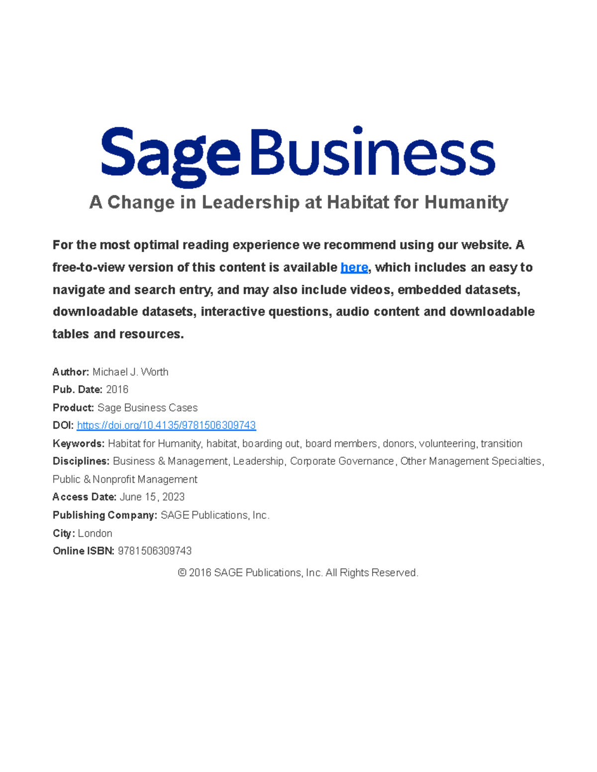 A-change-in-leadership-at-habitat-for-humanity-Case study 1 (1) - A ...