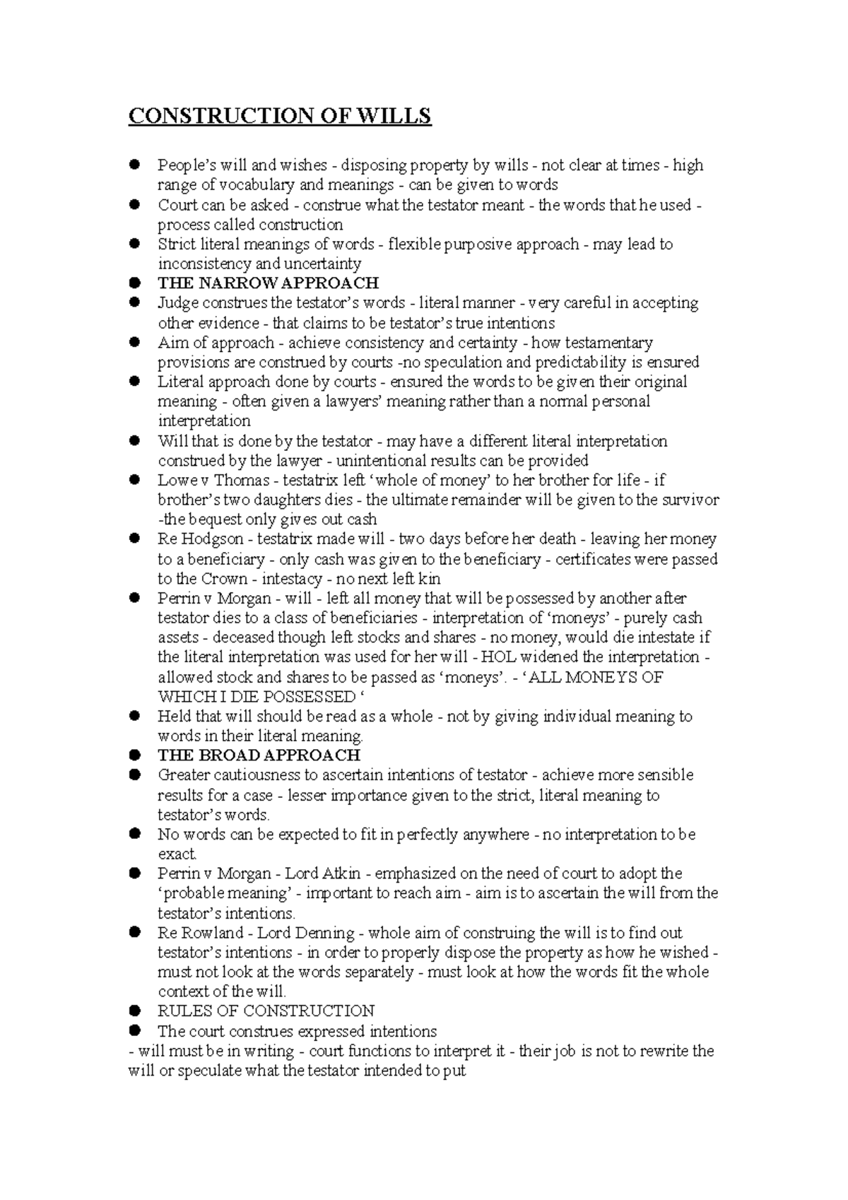 Construction OF Wills - Lecture notes 4 - CONSTRUCTION OF WILLS People ...