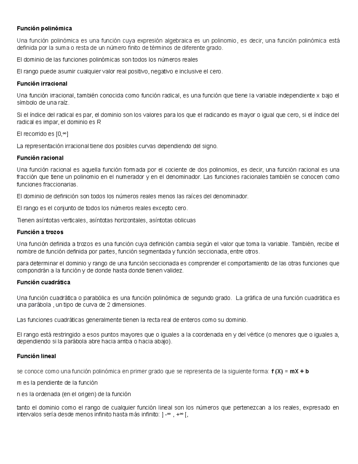 Función polinómica - Funciones - Función polinómica Una función ...