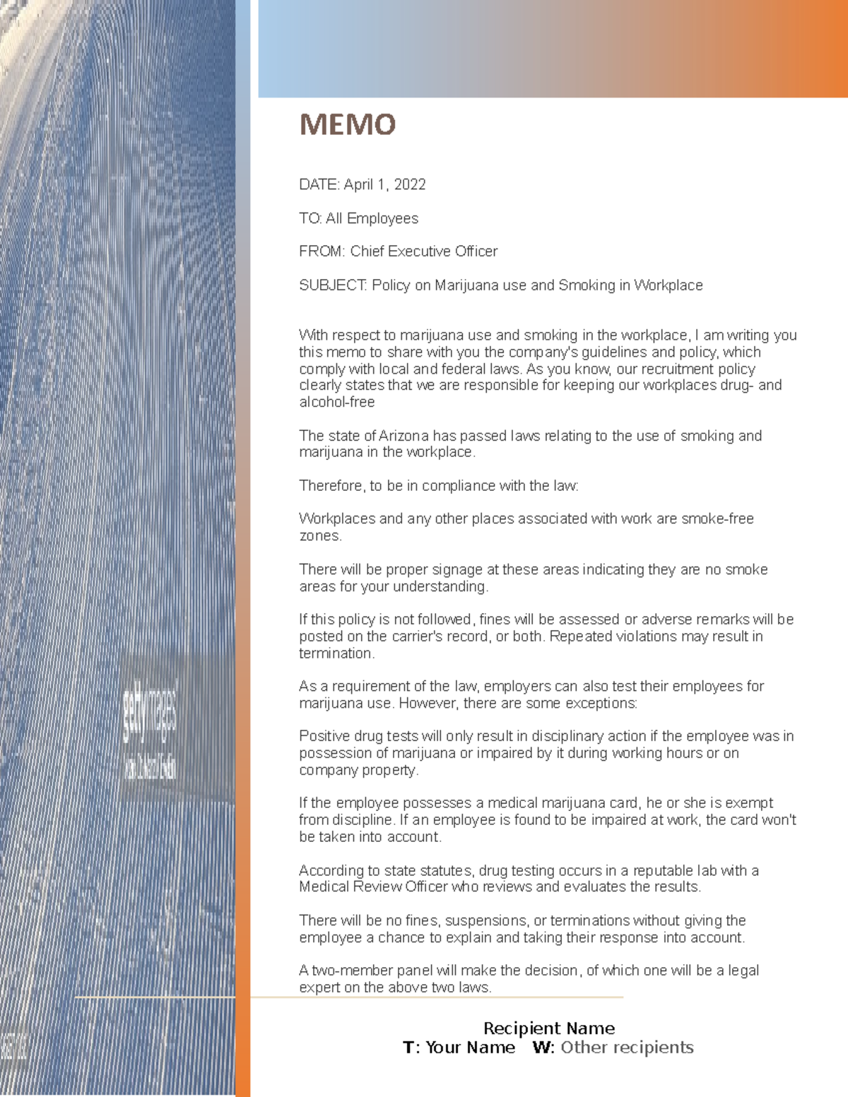 Dilemma 1 Memo - BUS-340 - MEMO DATE: April 1, 2022 TO: All Employees ...