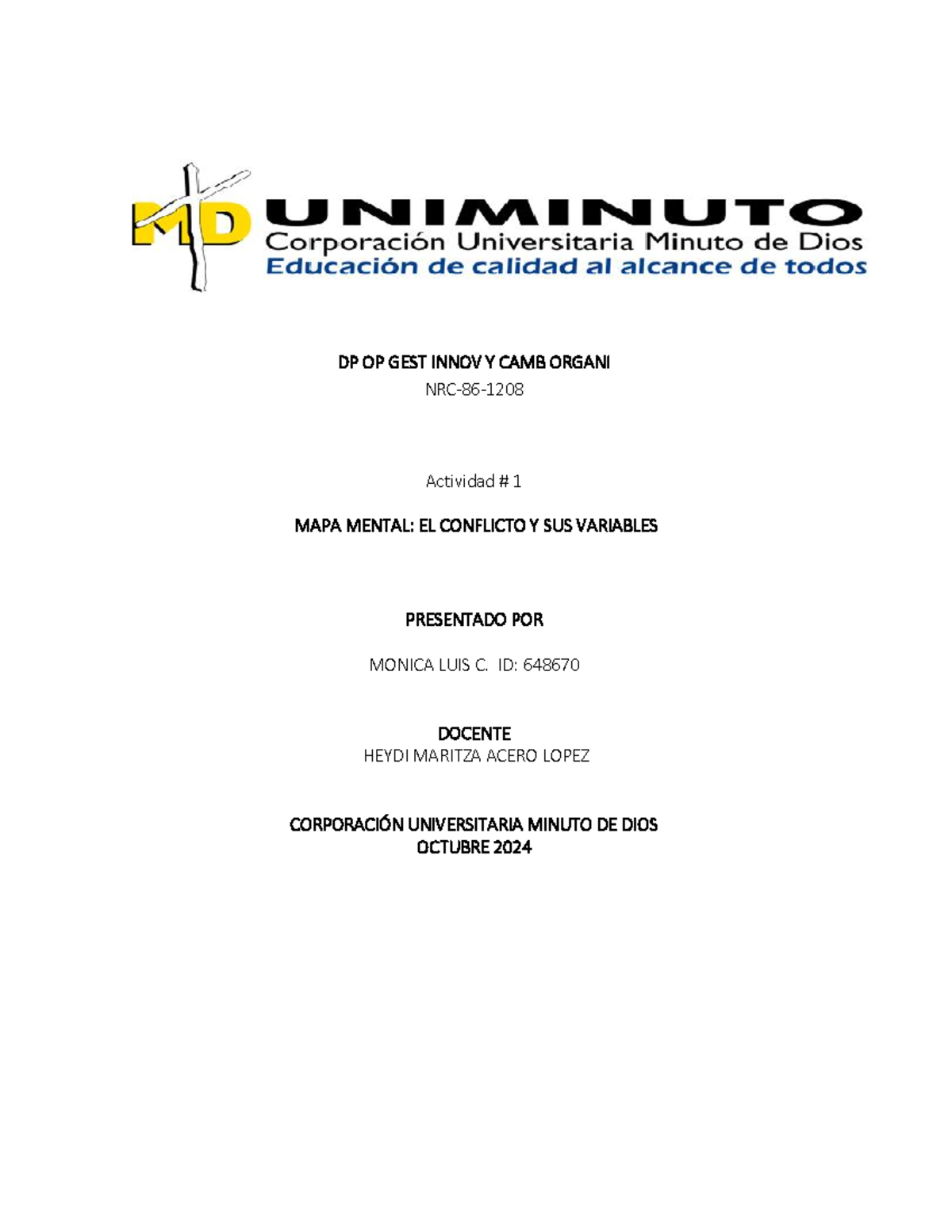 Actividad # 1 - SDFGHJ - DP OP GEST INNOV Y CAMB ORGANI NRC-86- Actividad # 1 MAPA MENTAL: EL ...