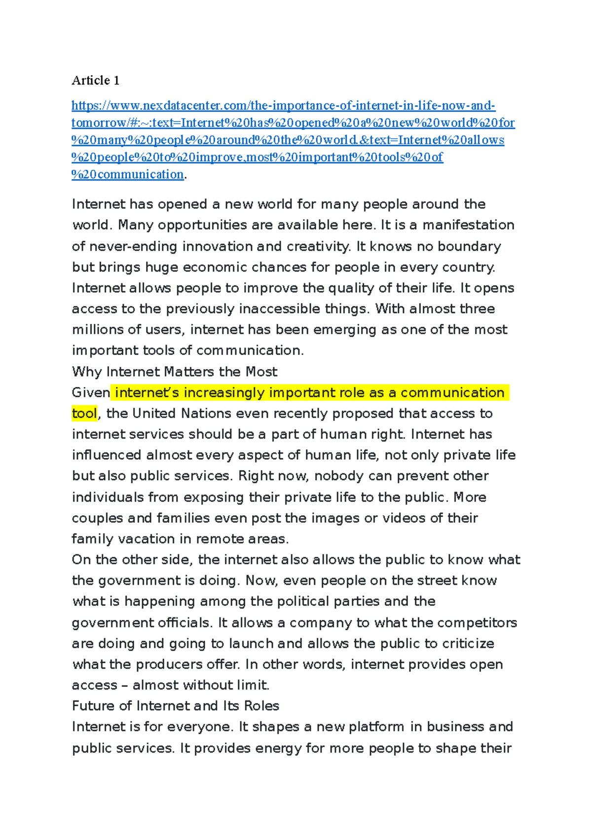 Internet Article - Article 1 nexdatacenter/the-importance-of-internet ...