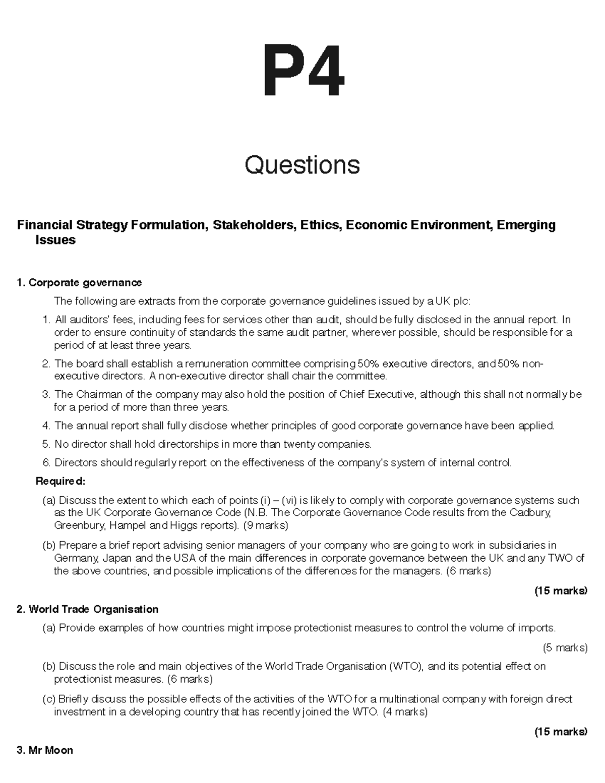 P4-RK-Questions (For revision pursposes before exams) - P Questions Financial Strategy ...