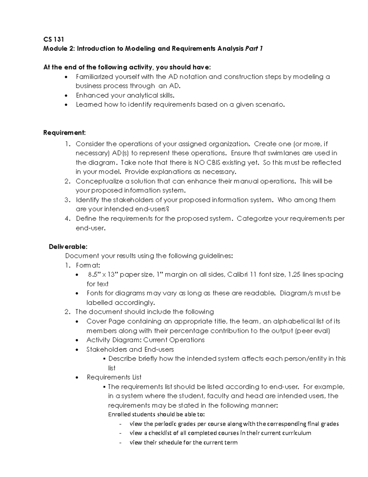 Introduction to Modeling and Requirements Analysis - Enhanced your ...