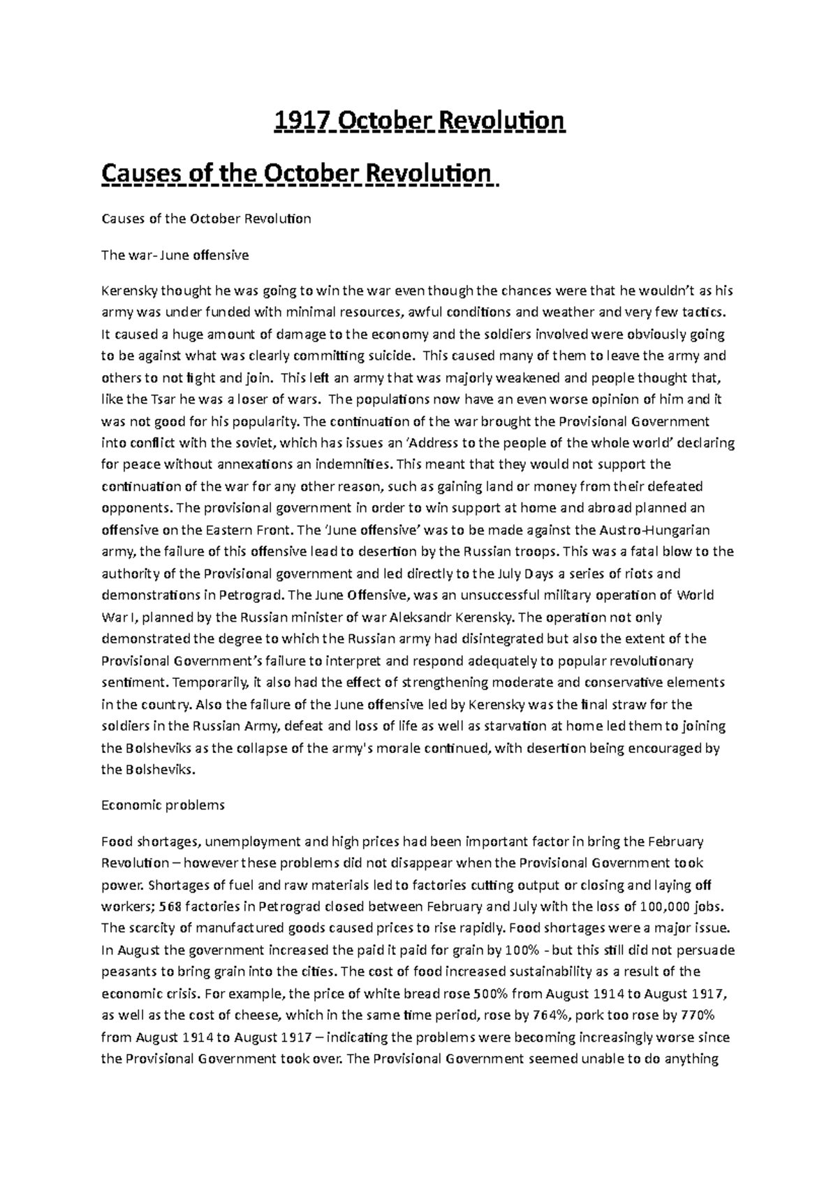 October Revolution 1917 - 1917 October Revolution Causes of the October ...