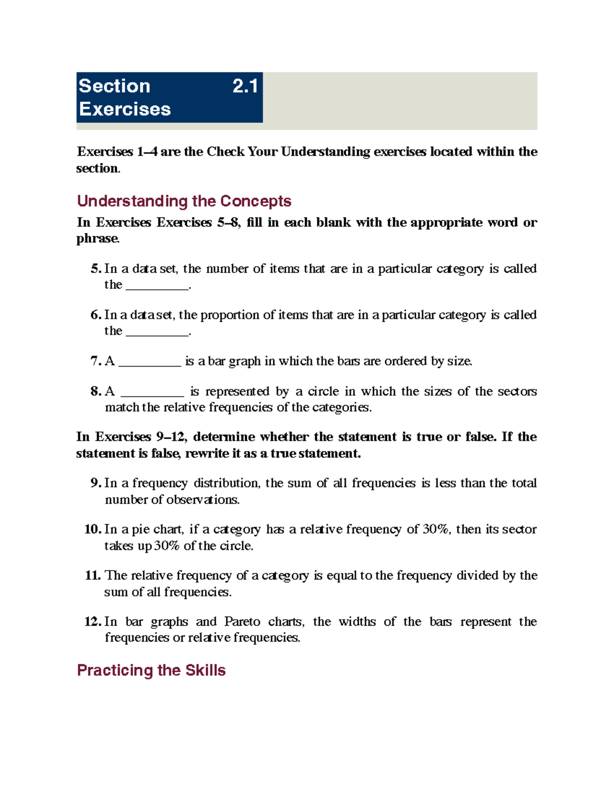 2.0 Practice - math - Section 2. Exercises Exercises 1–4 are the Check ...
