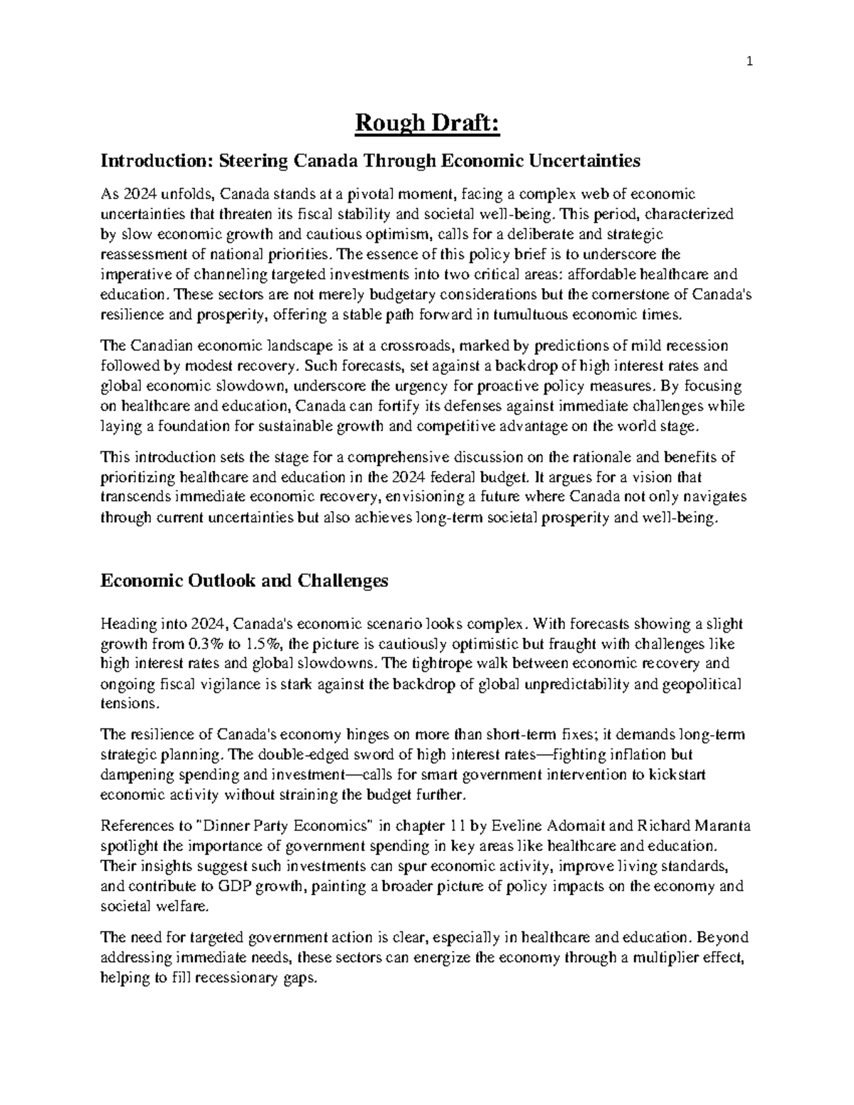 Econ Policy Brief Assignment - Rough Draft: Introduction: Steering ...
