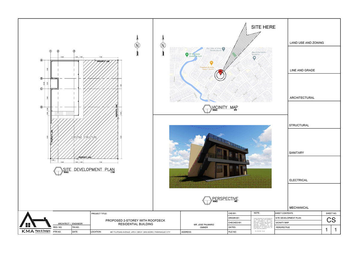 2 Storey Residential Building Palmario - OWNER REG. NO. TIN. ARCHITECT ...