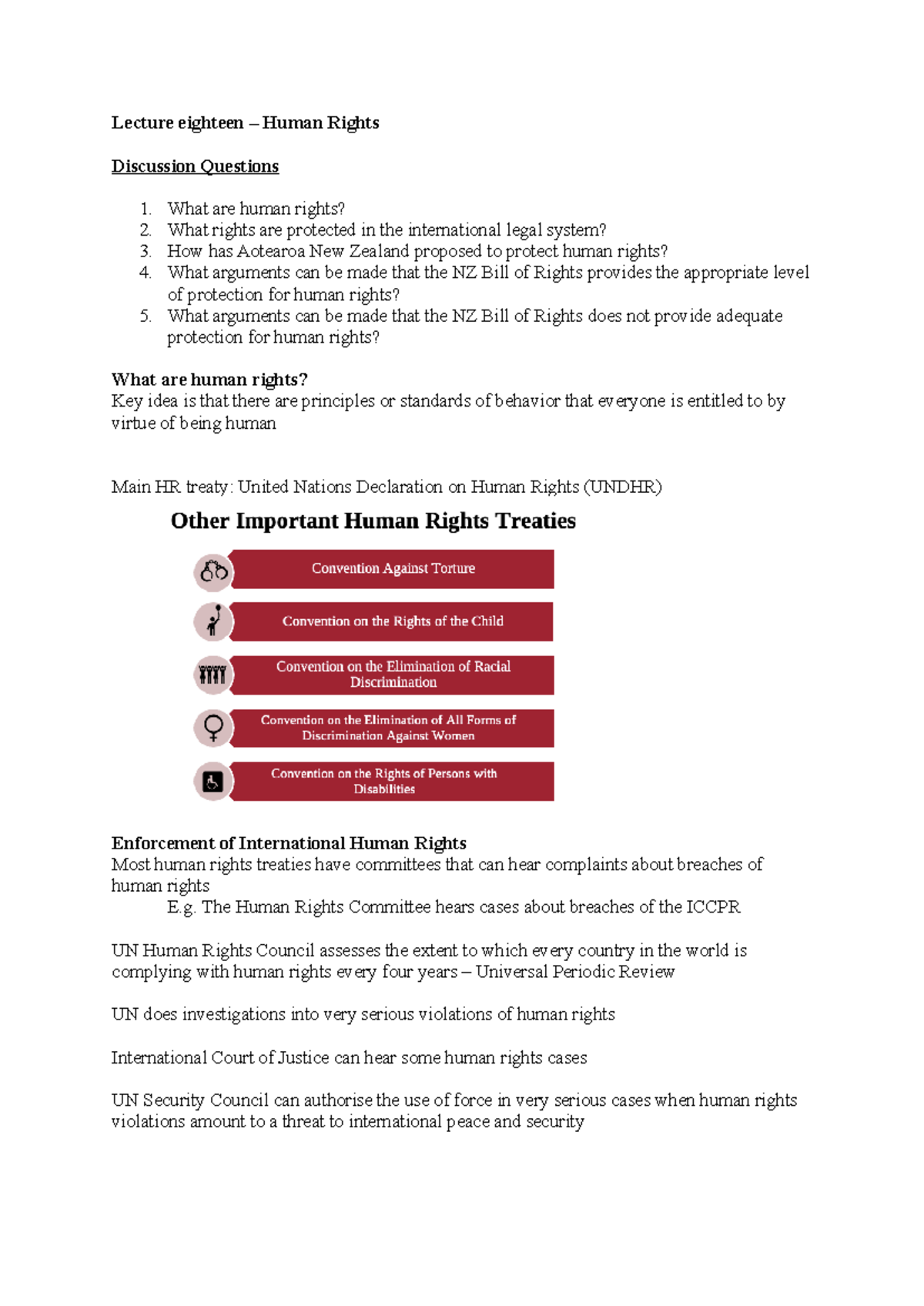 Lecture eighteen - Human Rights - Lecture eighteen – Human Rights ...