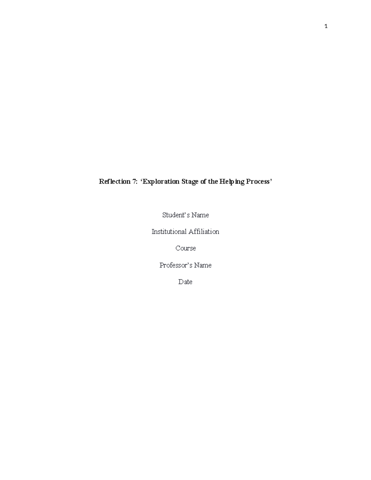 Education Module 7 Reflection - Reflection 7: ‘Exploration Stage of the ...