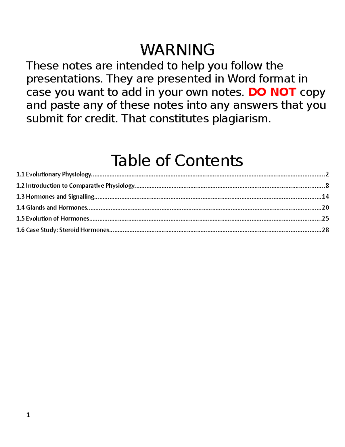 Unit 1 notes - WARNING These notes are intended to help you follow the ...