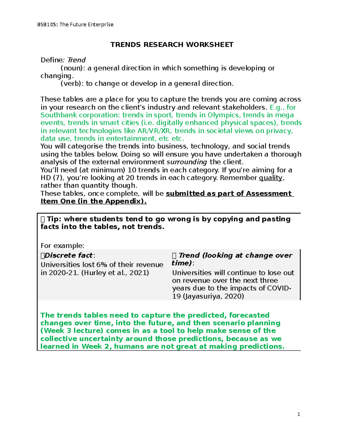 04 Tutorial - trends research - TRENDS RESEARCH WORKSHEET Define: Trend ...