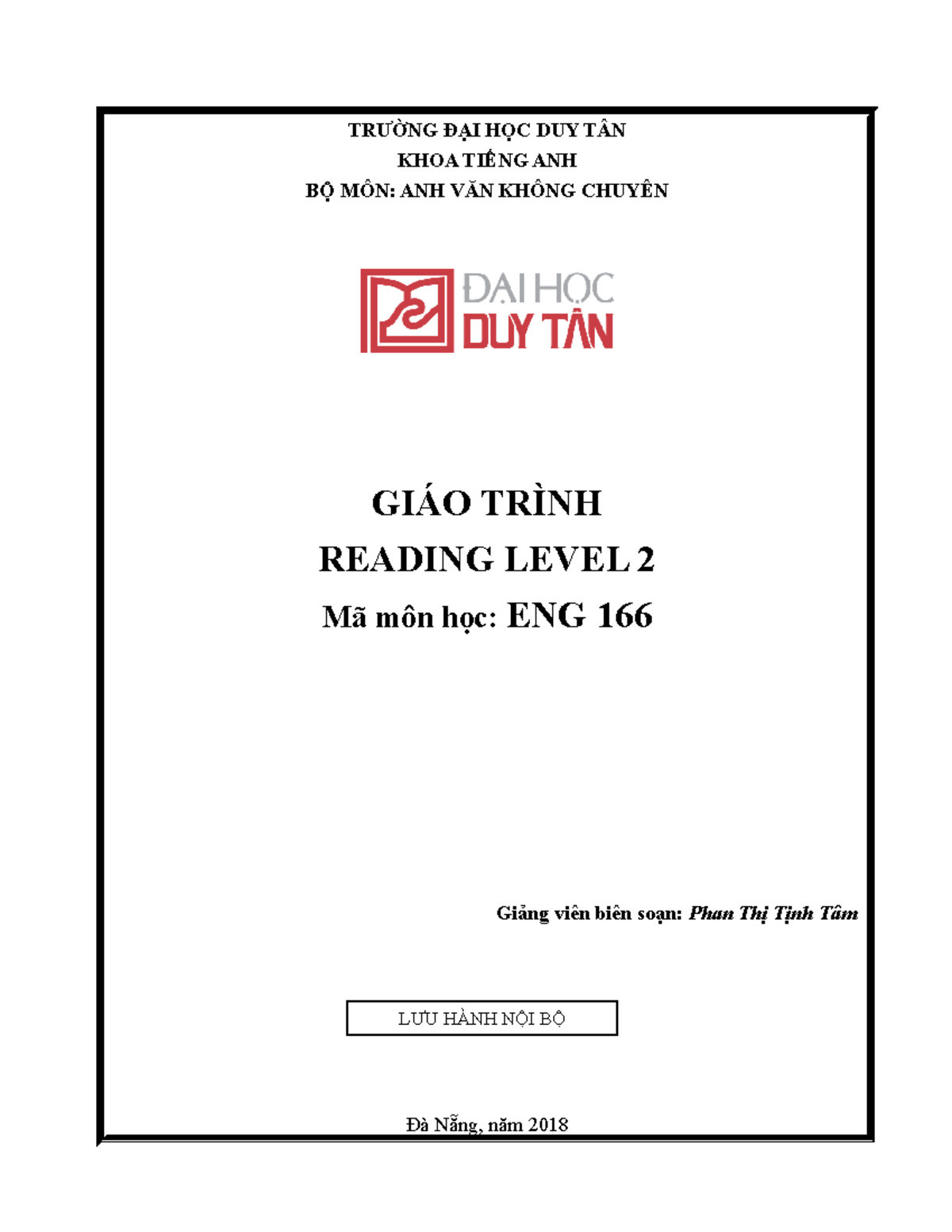 GIAO Tr nh Reading Level 2 NEW 2022 TR NG I H C DUY T N KHOA TI NG