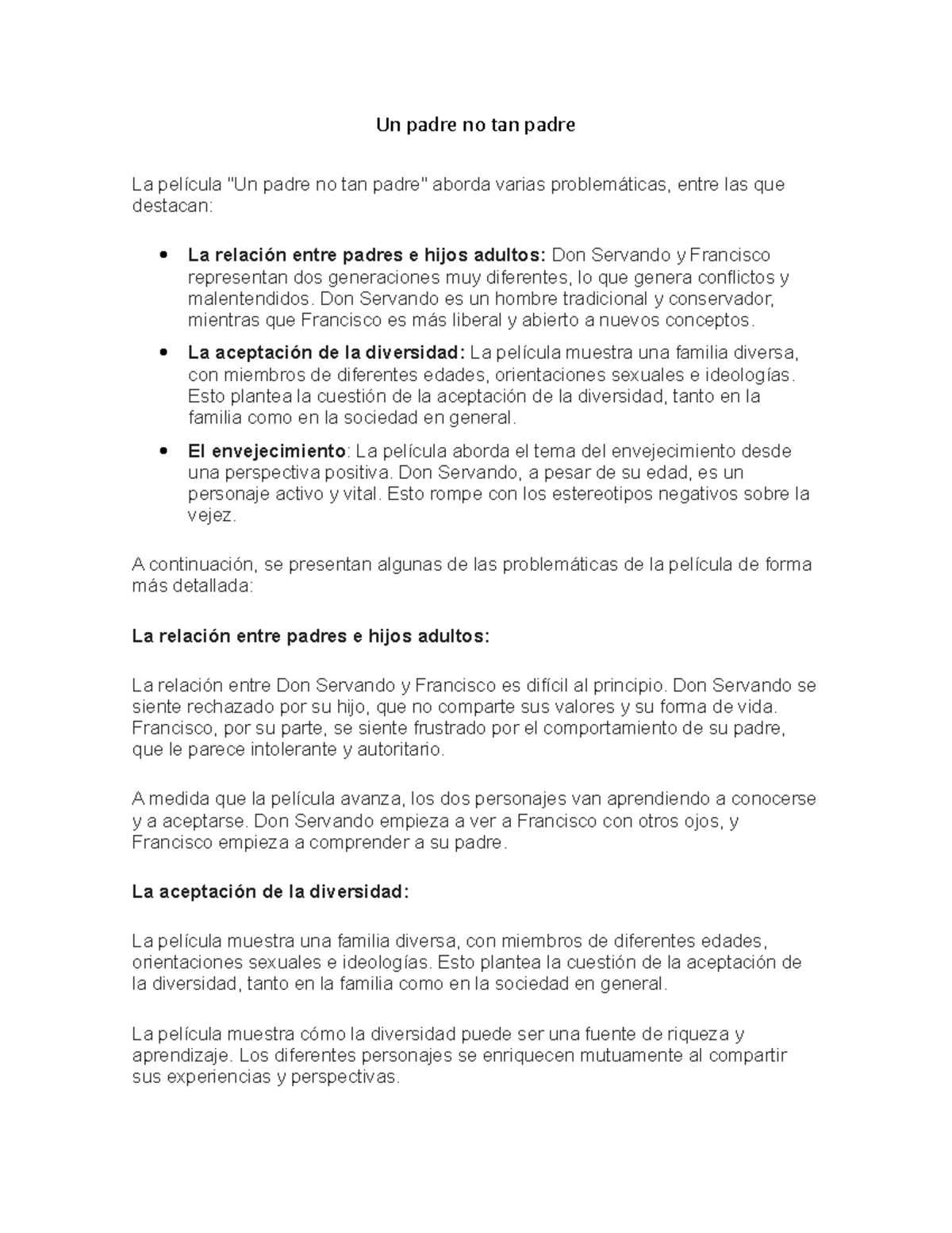 Problematicas pelicula - Un padre no tan padre La película "Un padre no ...