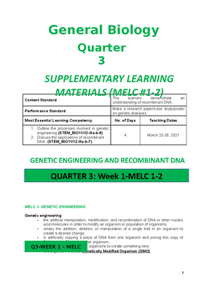 General Biology 2 - Q4,WK1 - GENERAL BIOLOGY 2 QUARTER 4 - WEEK 1 ...