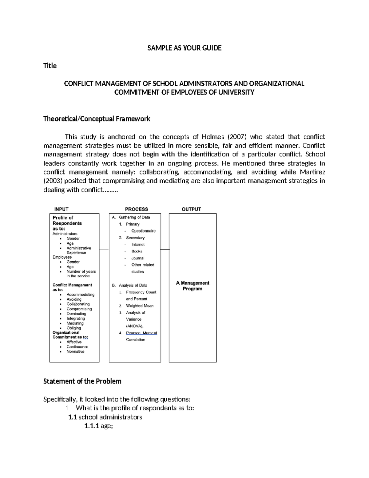 Sample Parts AS YOUR Guide - SAMPLE AS YOUR GUIDE Title CONFLICT ...