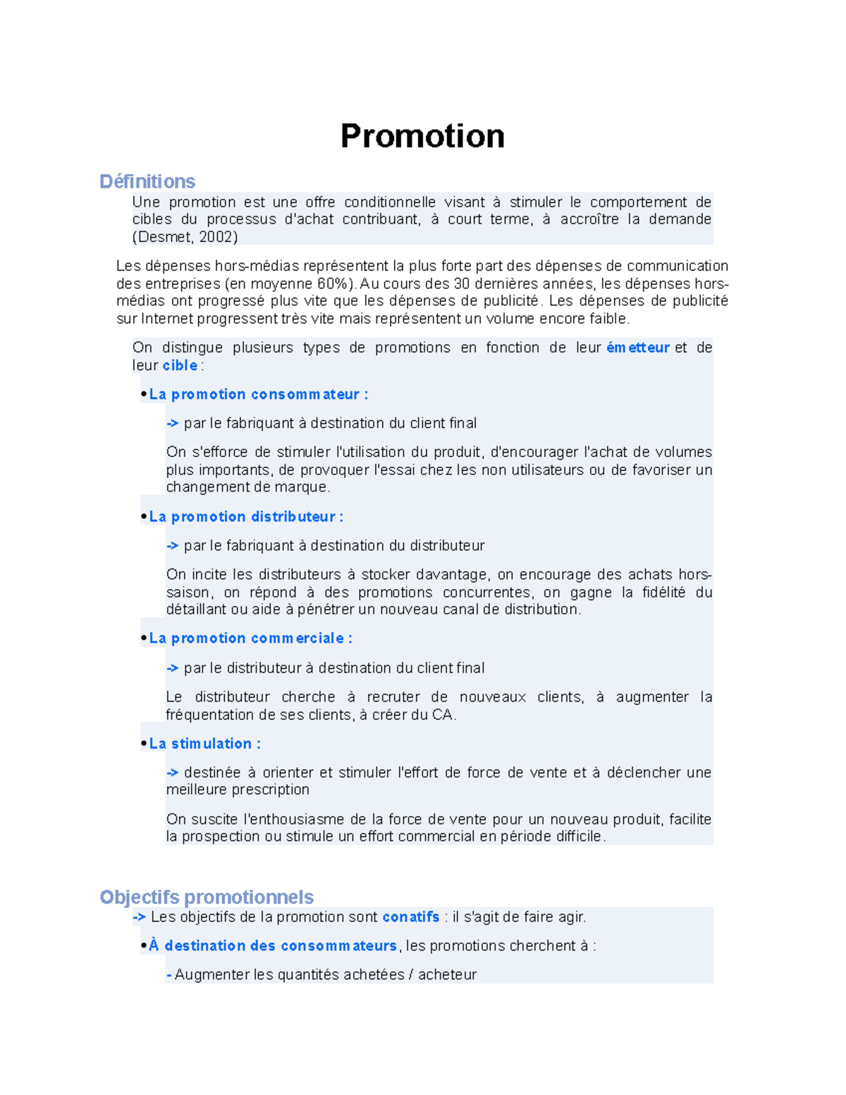 Promotion - Promotion Définitions Une promotion est une offre ...