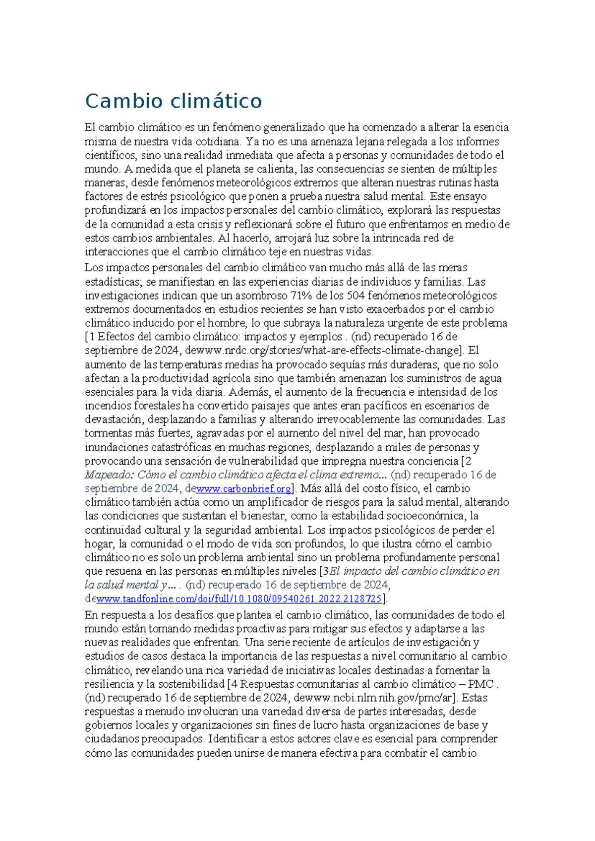 Ensayo sobre el cambio climatico Brandom Vázquez Vázquez - Cambio ...