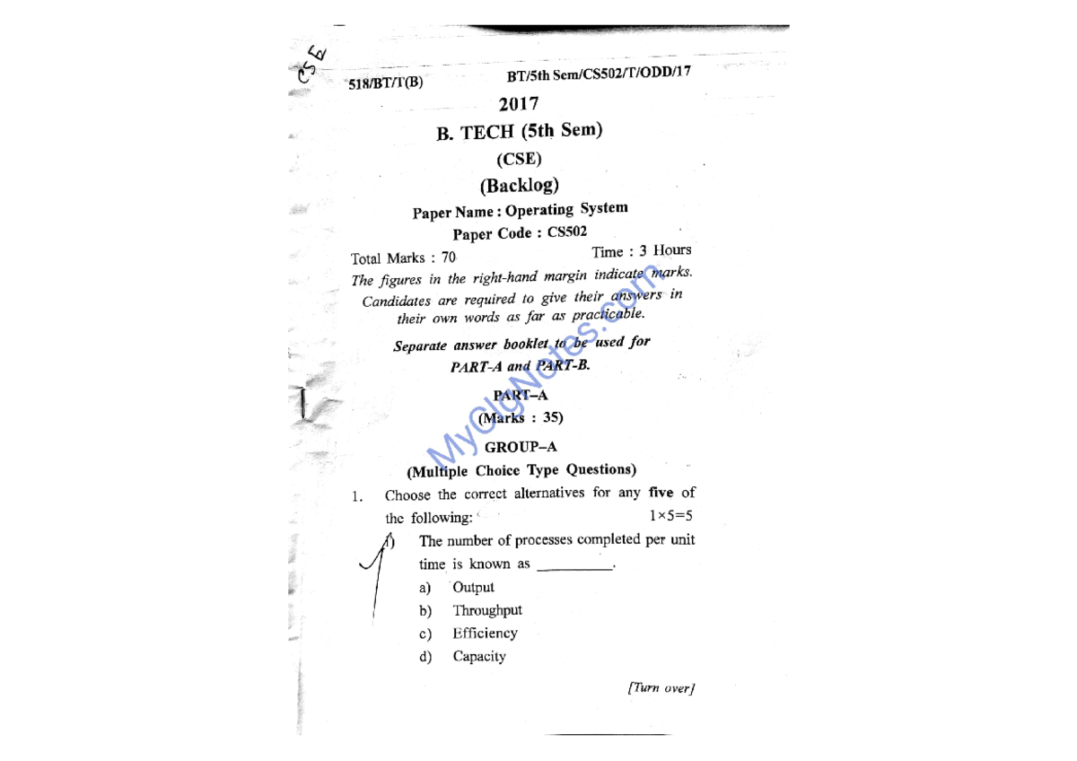 Operating System CS502 - Mechanical engineering - Studocu