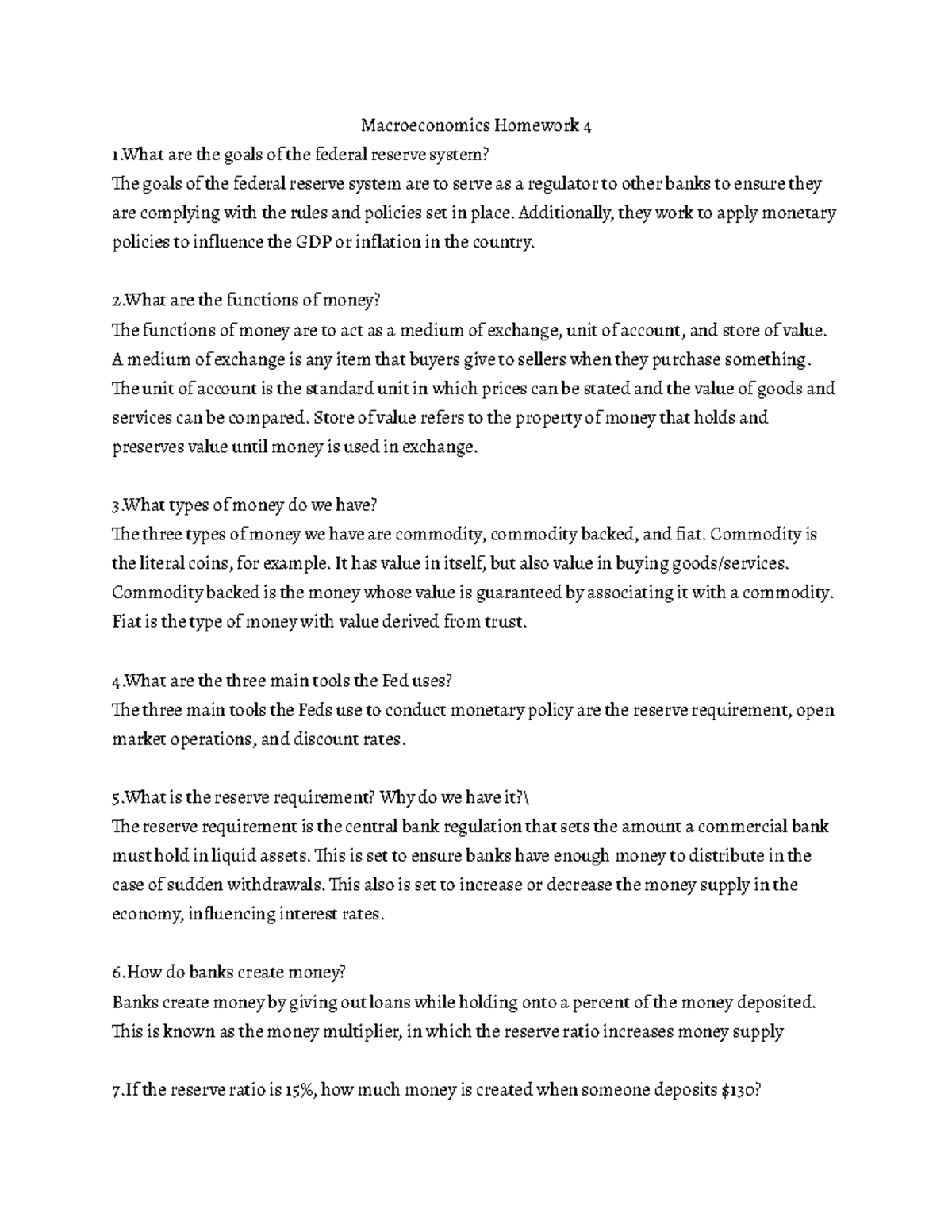 ECO105 Homework 4 - ECO 105, Professor Eric J. Osborne-Christenson ...