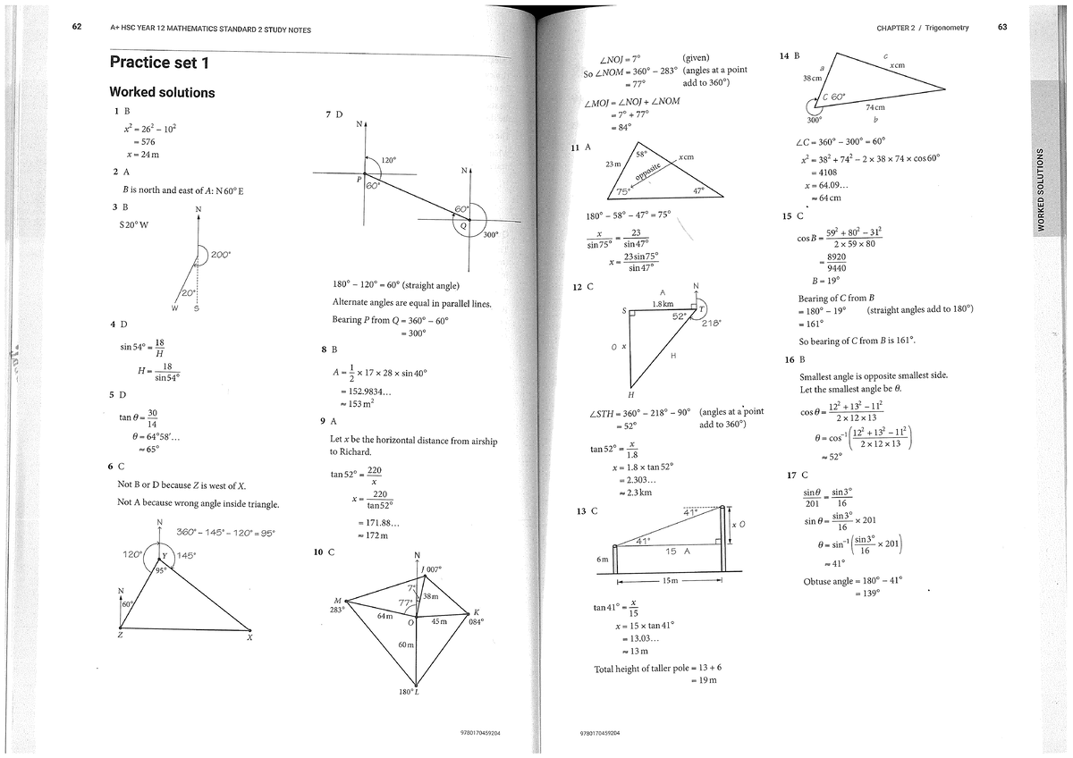 Solutions - sol - 62 HSC YEAR 12 MATHEMATICS STANDARD 2 STUDY NOTES ...