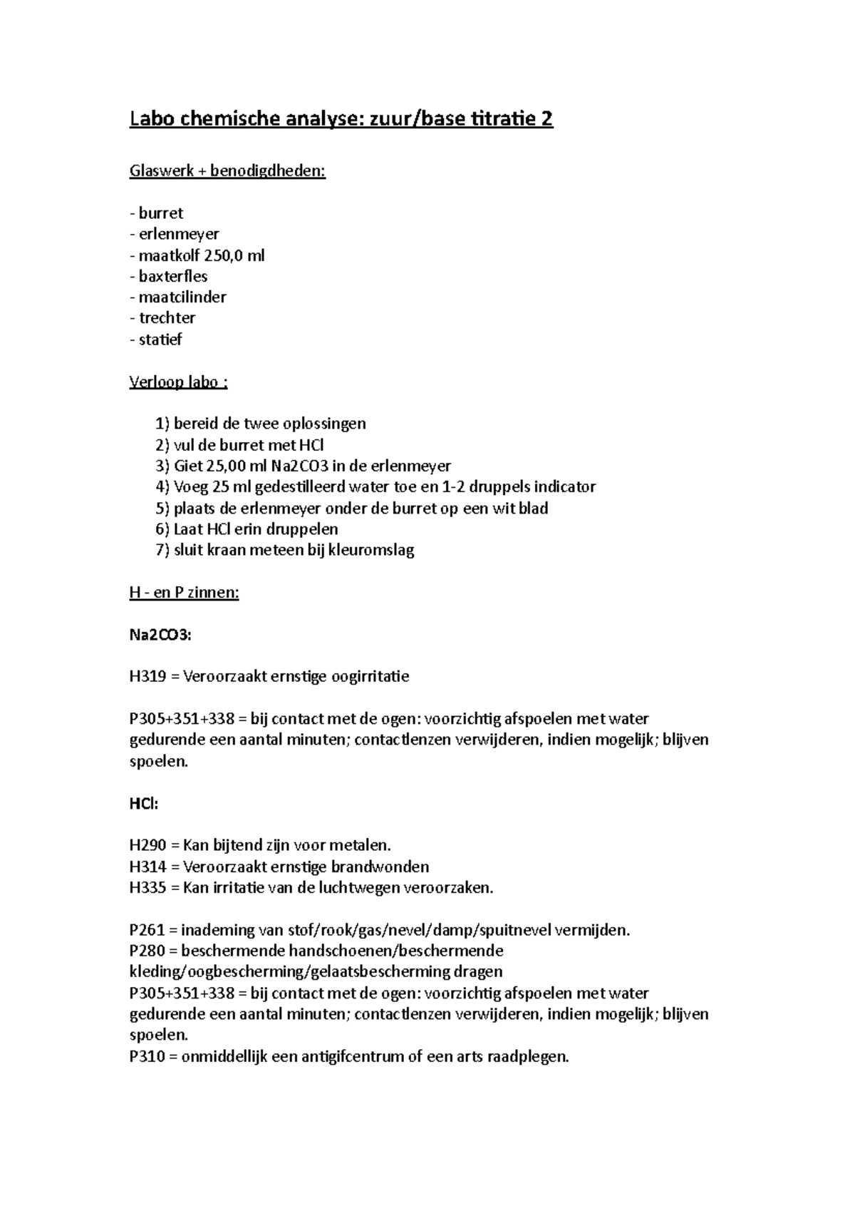 Labo chemische analyse zuur base titratie 2 voorb - Labo chemische ...