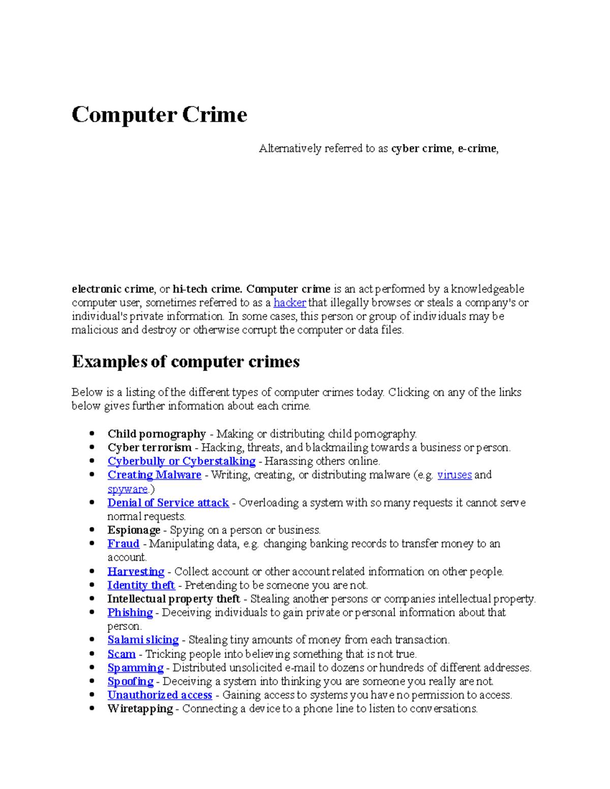 Computer Crime ,sources of computercrime and priventive mechanism ...