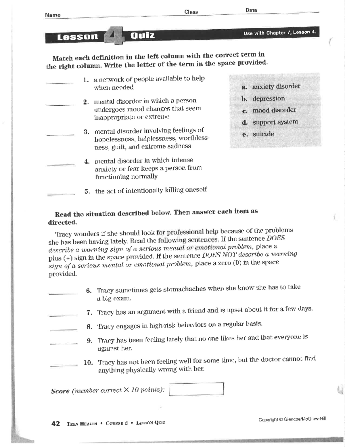 Copy of Ch. 7 lesson 4 Mental and Emotional Problems - SD-123 - Studocu