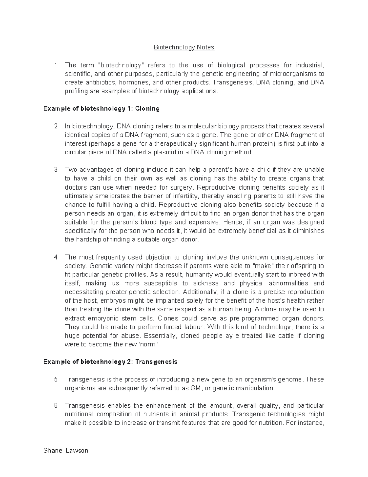 Biotechnology notes Y10 - Biotechnology Notes The term "biotechnology ...