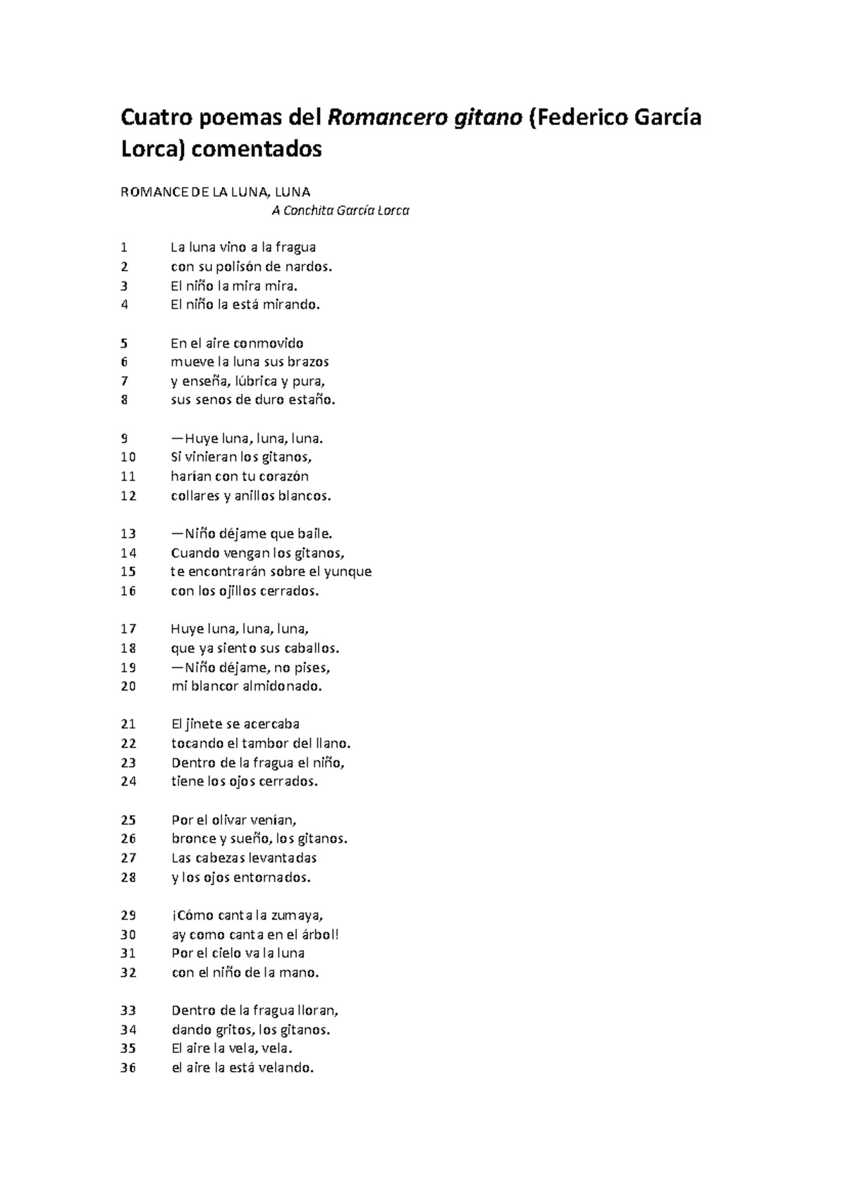 4 poemas de Romancero Gitano comentados - Cuatro poemas del Romancero ...