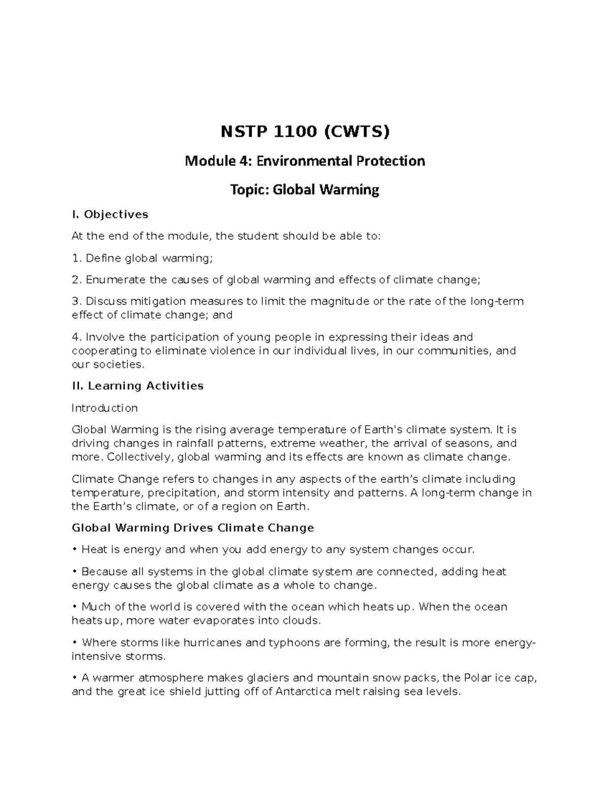 Environmental-Protection-CWTS - NSTP 1100 (CWTS) Module 4 ...