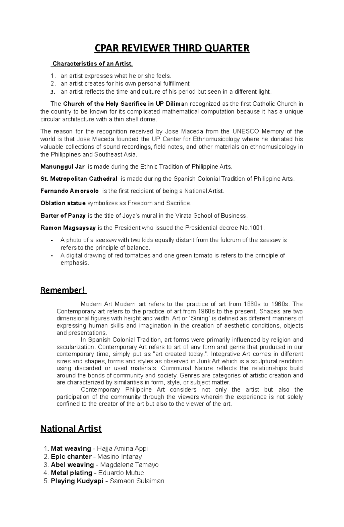 CPAR- Reviewer- Third- Quarter - CPAR REVIEWER THIRD QUARTER ...