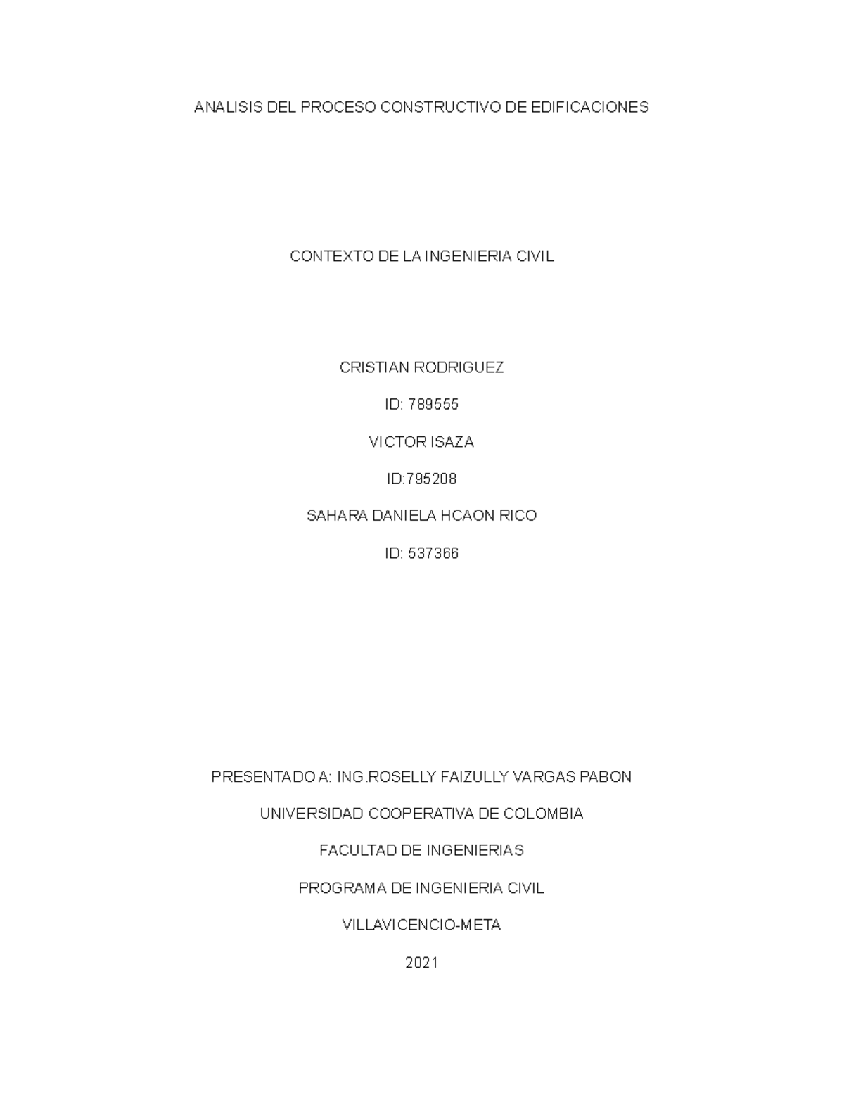 Analisis DEL Proceso Constructivo DE Edificaciones - ANALISIS DEL ...