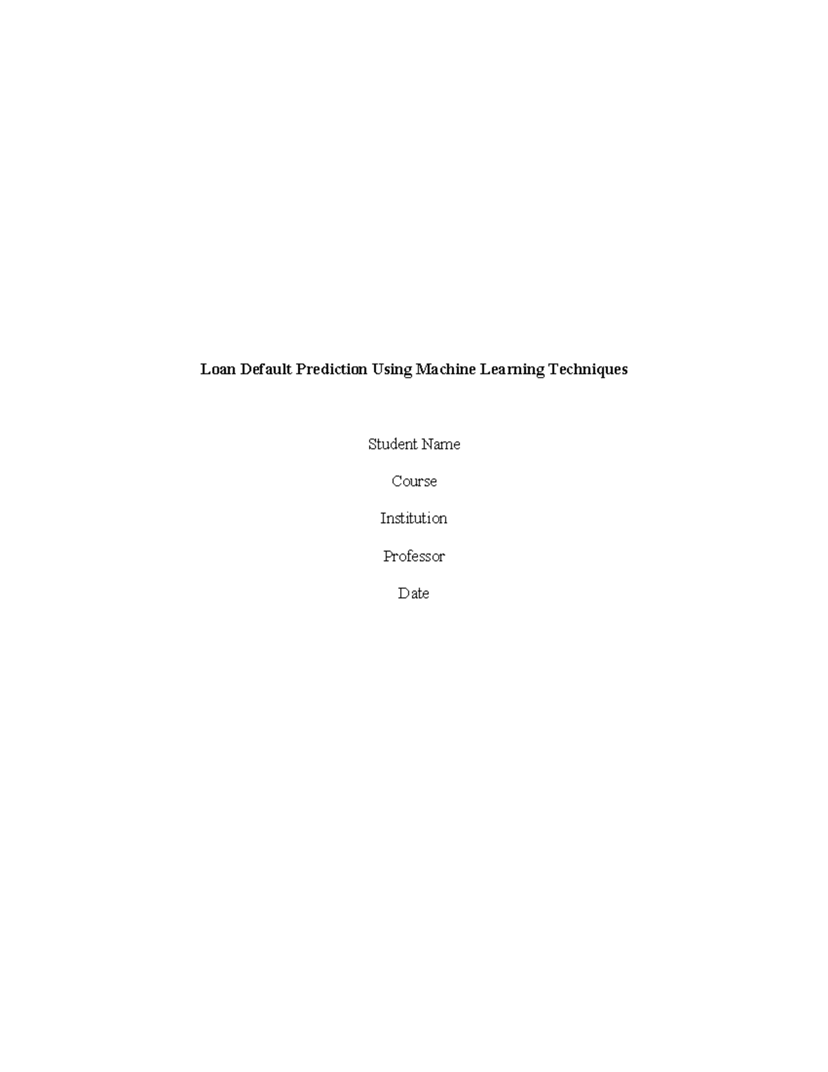 LOAN Default Prediction Using Machine Learning Techniques - Loan ...