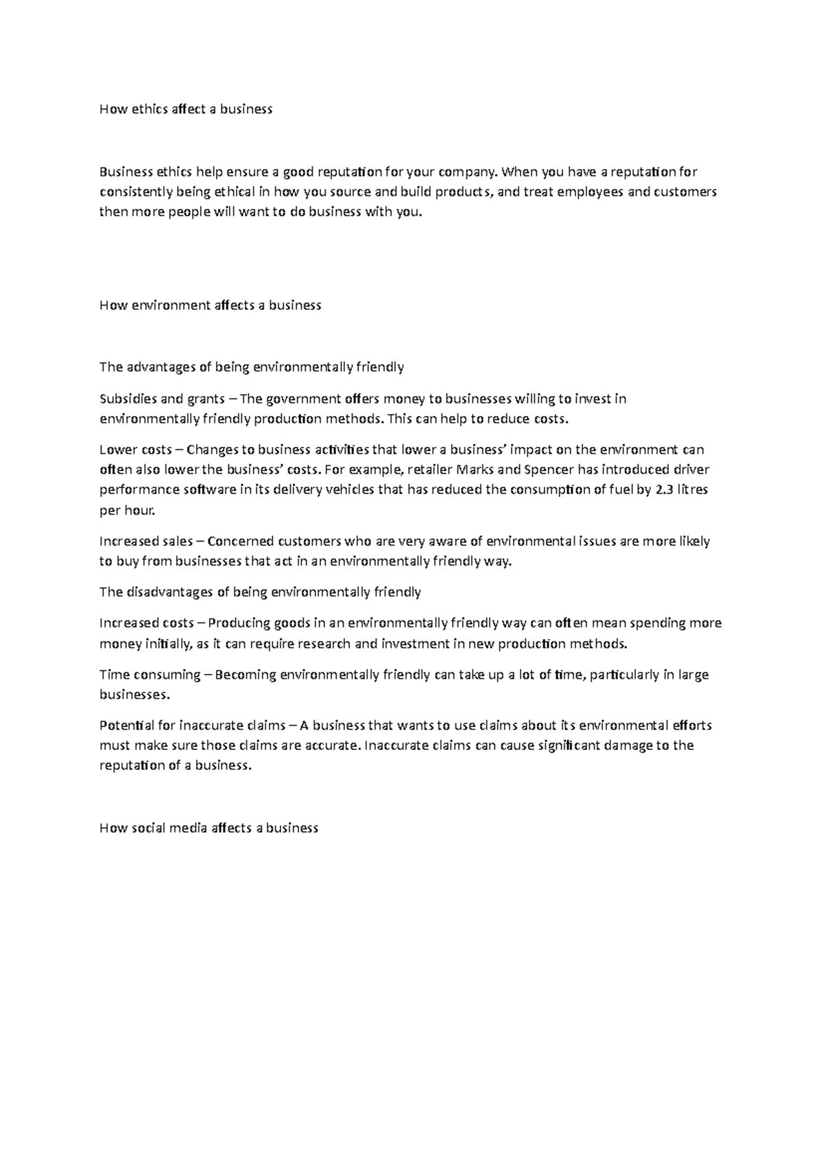 How ethics affect a business - How ethics affect a business Business ...