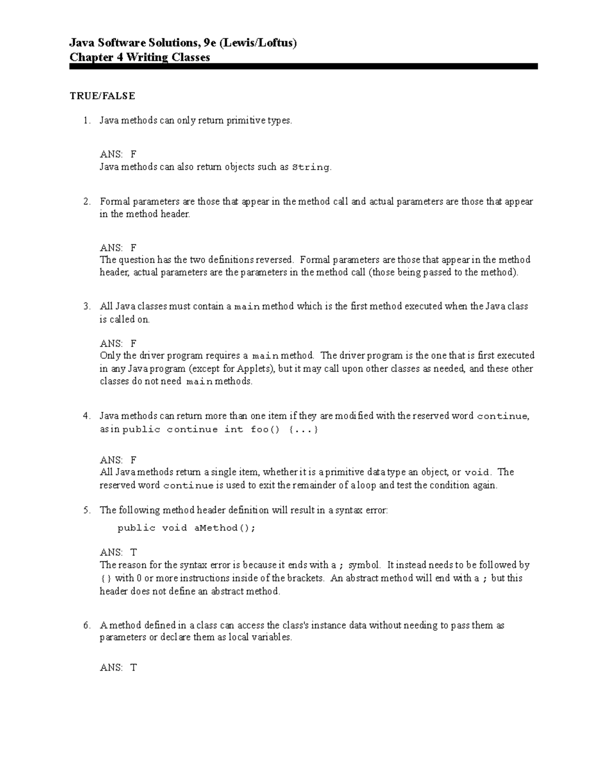 Chapter 4 Comp 1510 - Java Software Solutions, 9e (Lewis/Loftus ...